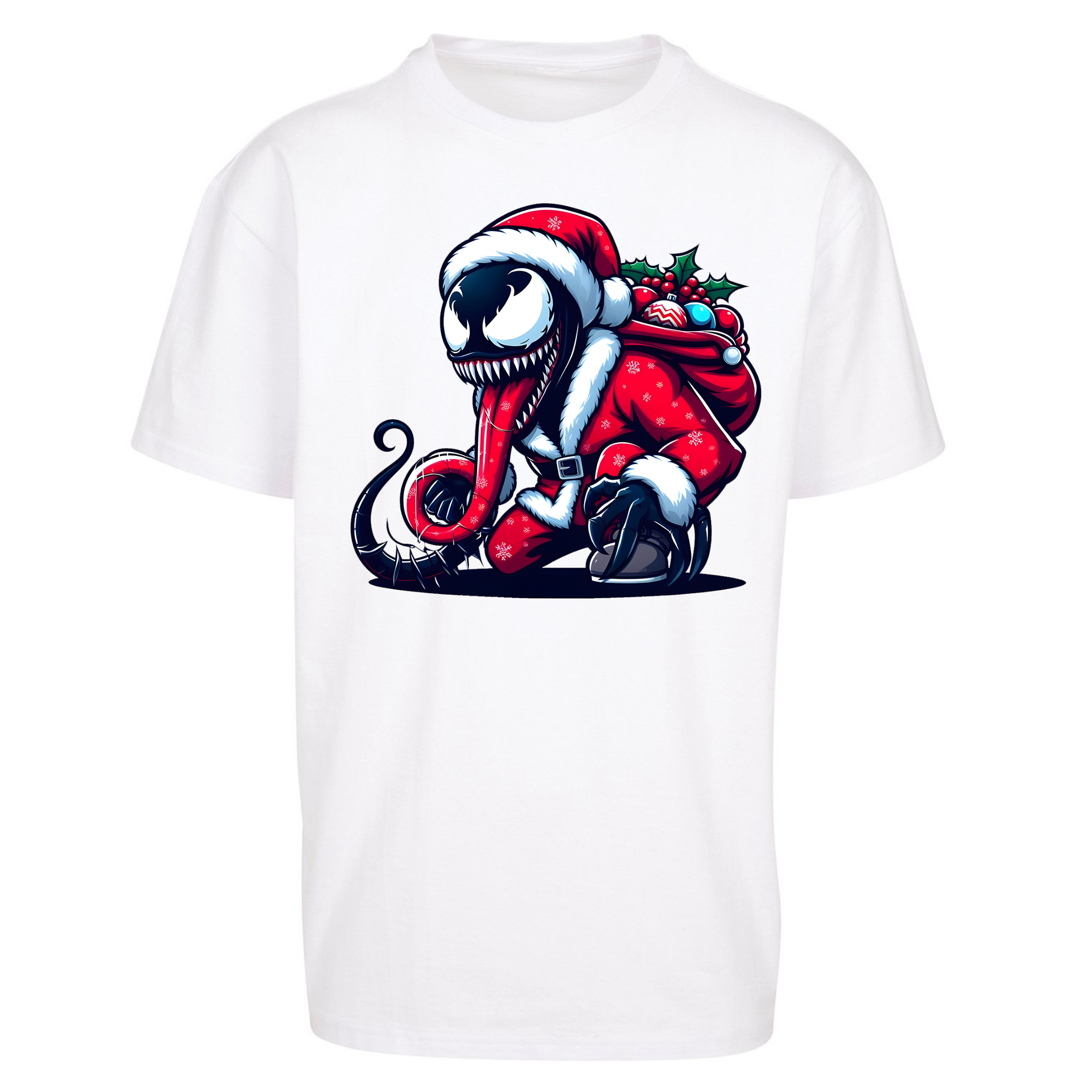 Venom Santa Oversized T-Shirt | Bold Holiday Graphic – Spoofytees