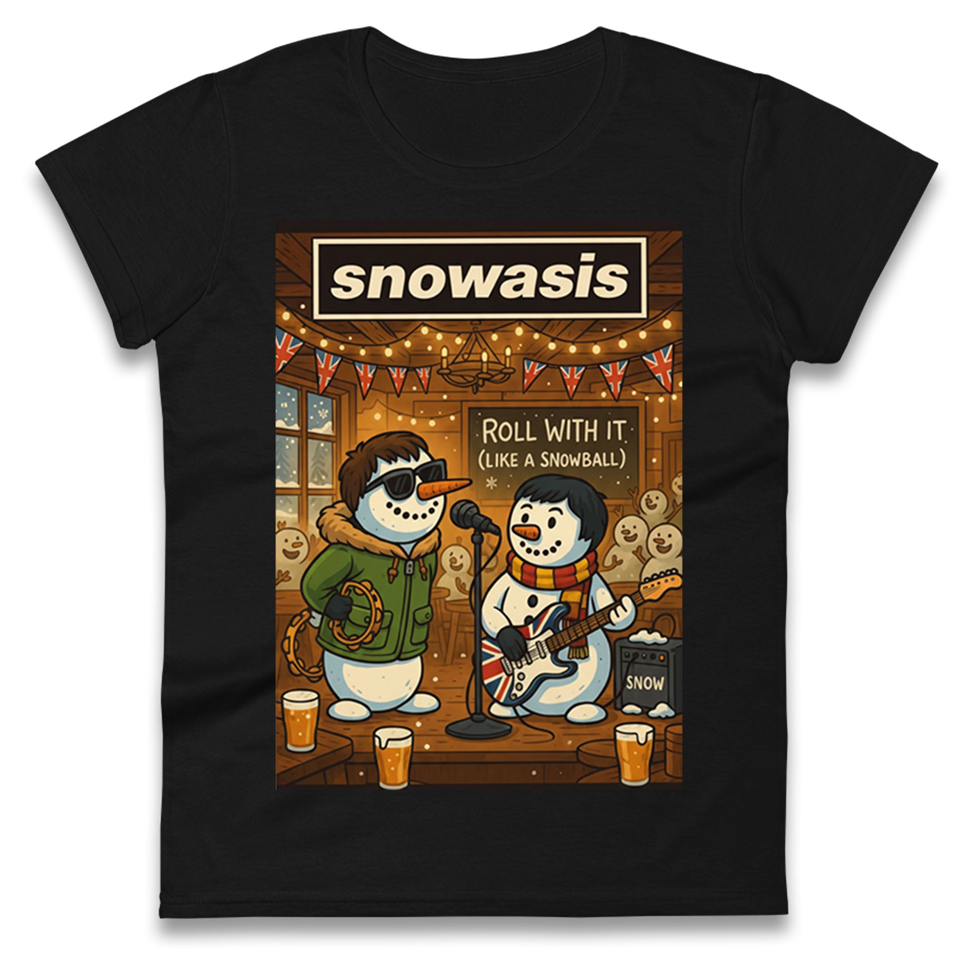 Snowasis Christmas Ladies T Shirt | Buy Oasis Christmas Merch – Spoofytees