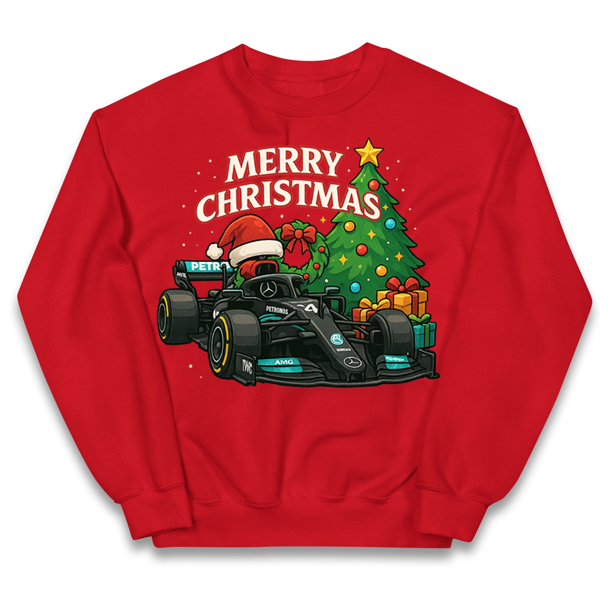 Mercedes F1 Christmas Kids Jumper | Buy Racing Gift Merch – Spoofytees