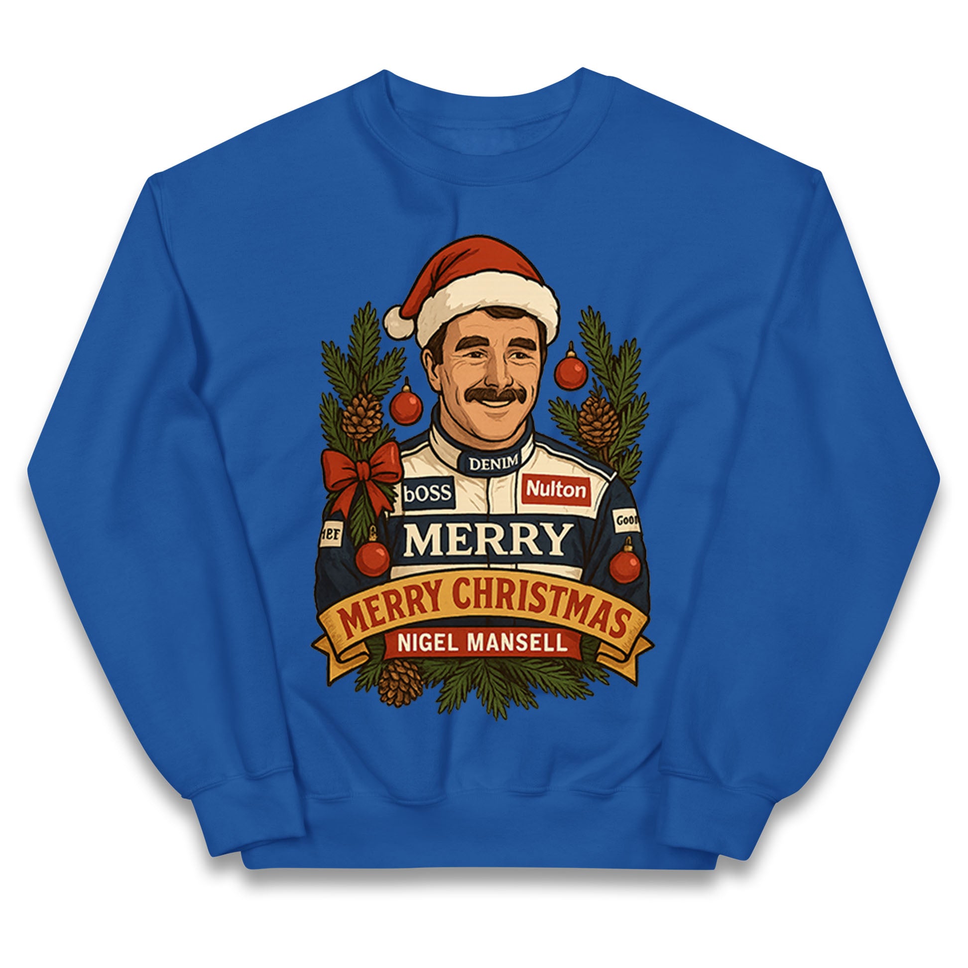 Nigel Mansell Christmas Kids Jumper | Buy F1 Fans Merch – Spoofytees