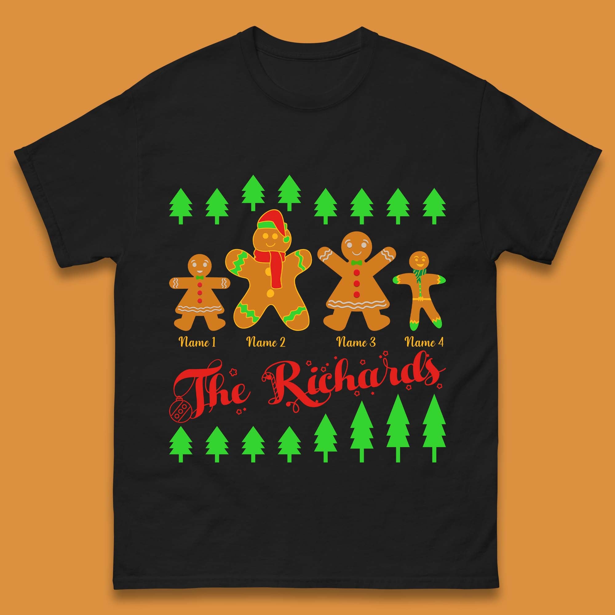 Personalised The Gingerbread Family Christmas Mens T-Shirt – Spoofytees