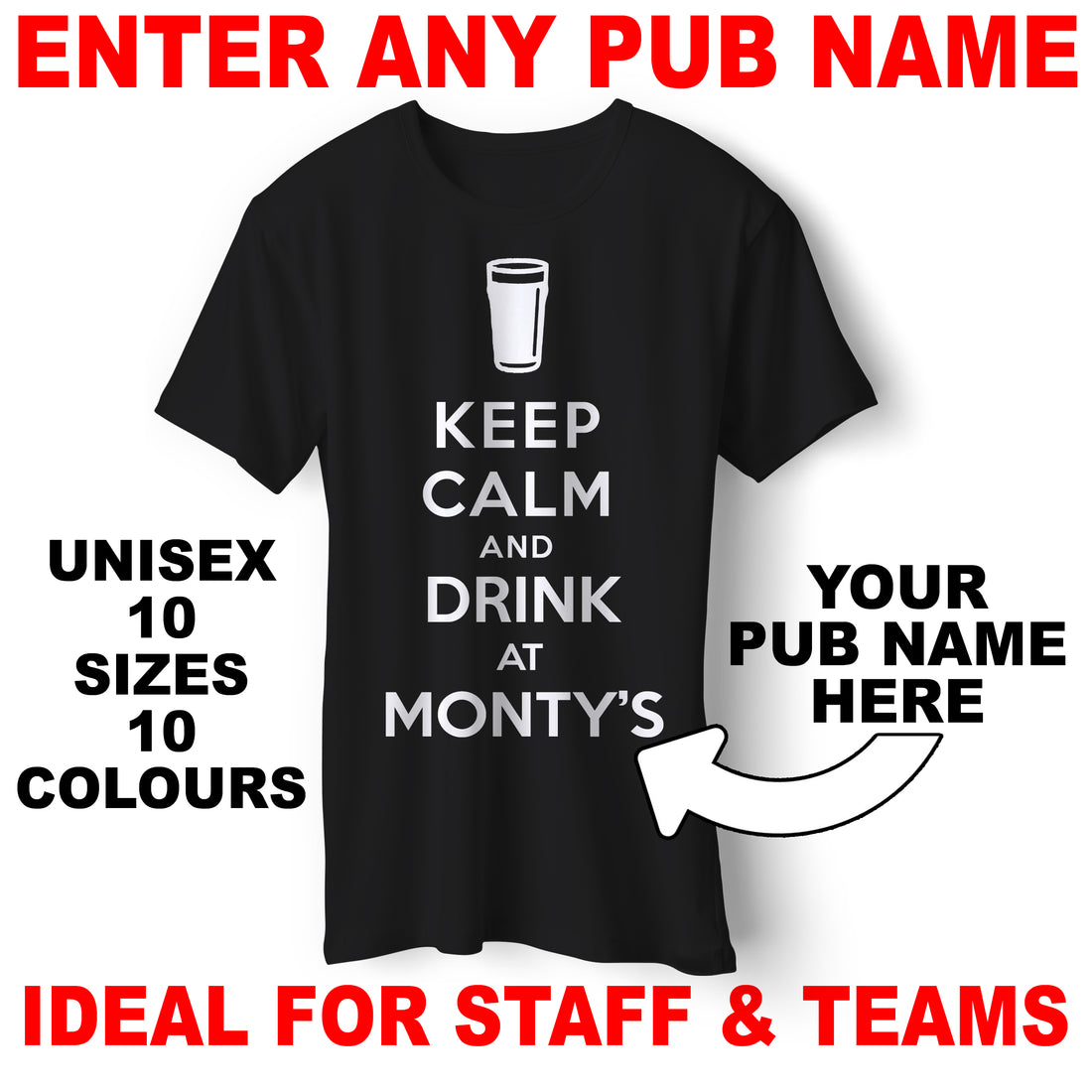 Personalised Keep Calm and Drink at The Pub T-Shirt | Pub Tees – Spoofytees