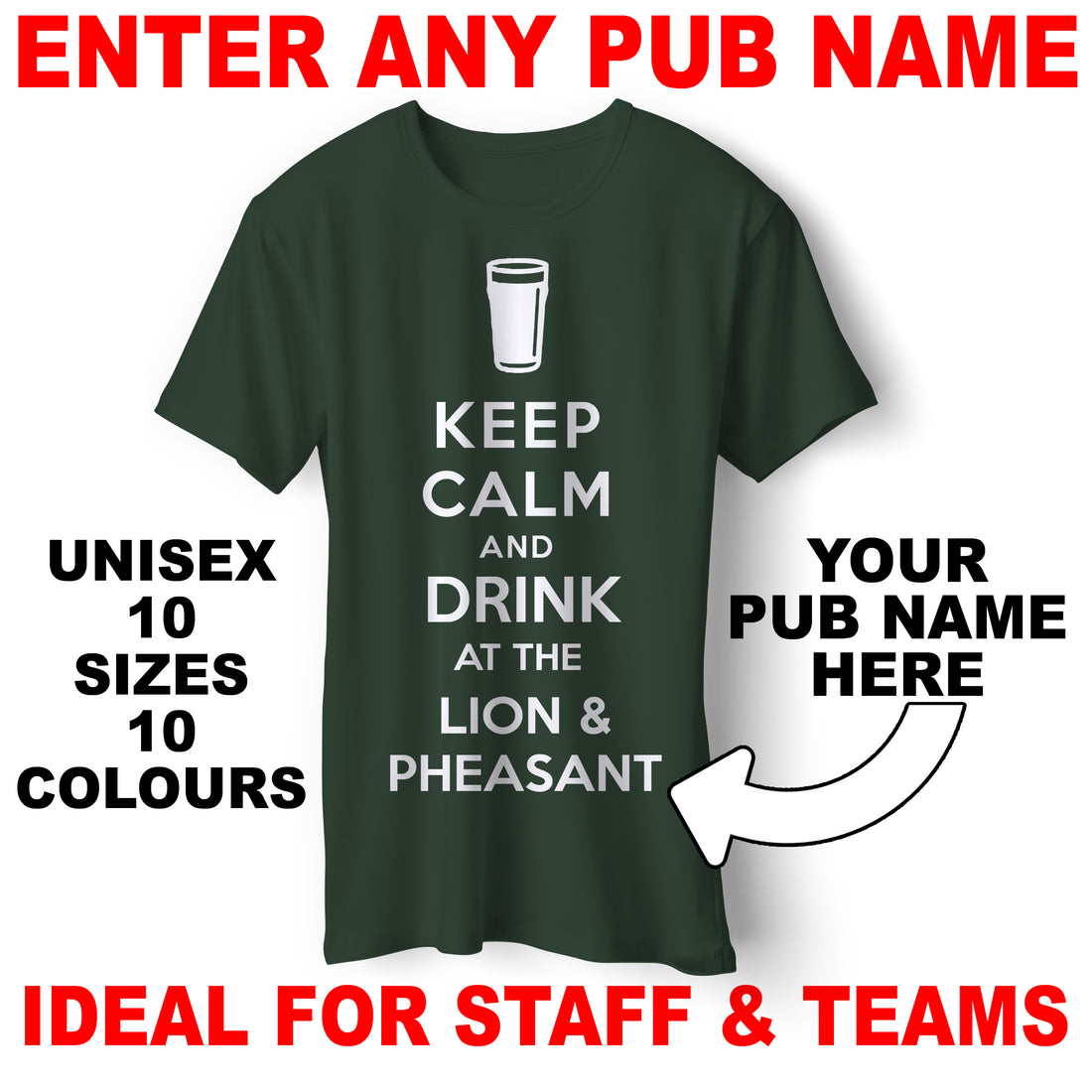Personalised Keep Calm and Drink at The Pub T-Shirt | Pub Tees – Spoofytees