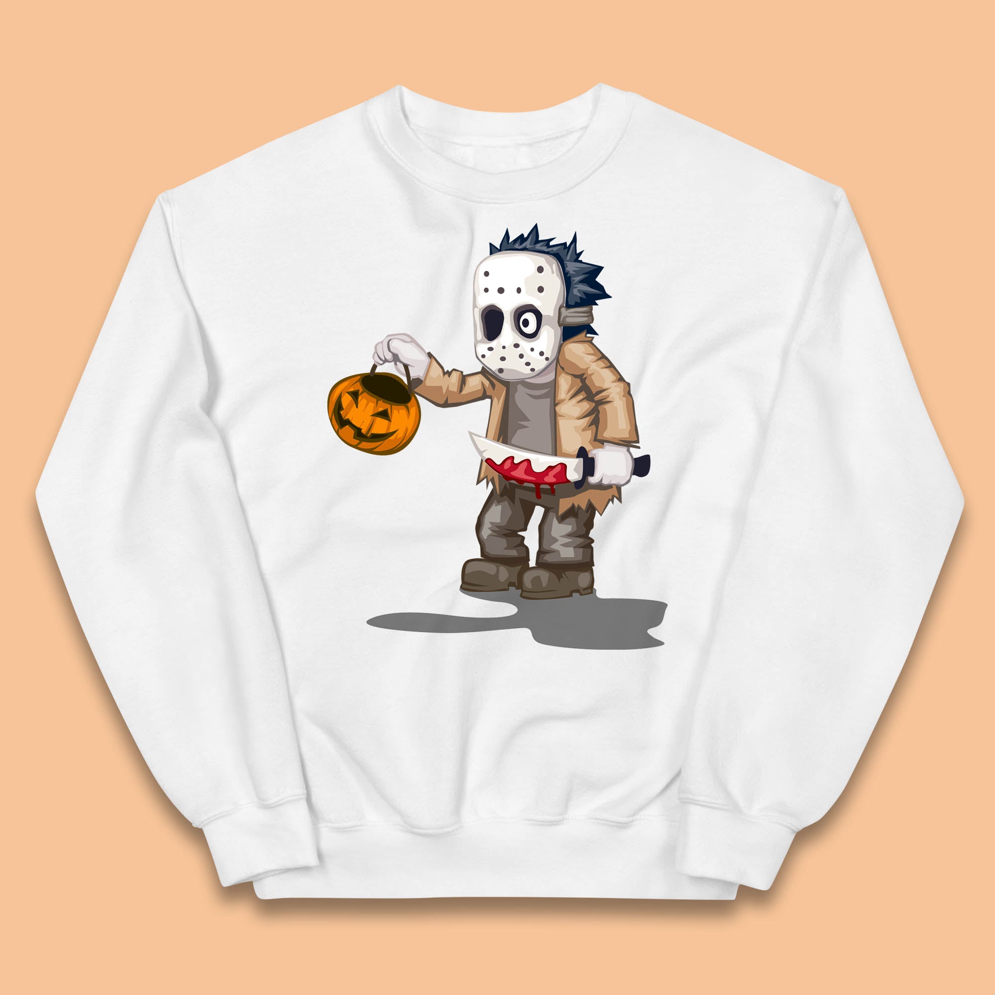 Chibi Jason Voorhees Holding Bloody Knife And Pumpkin Bucket Halloween ...