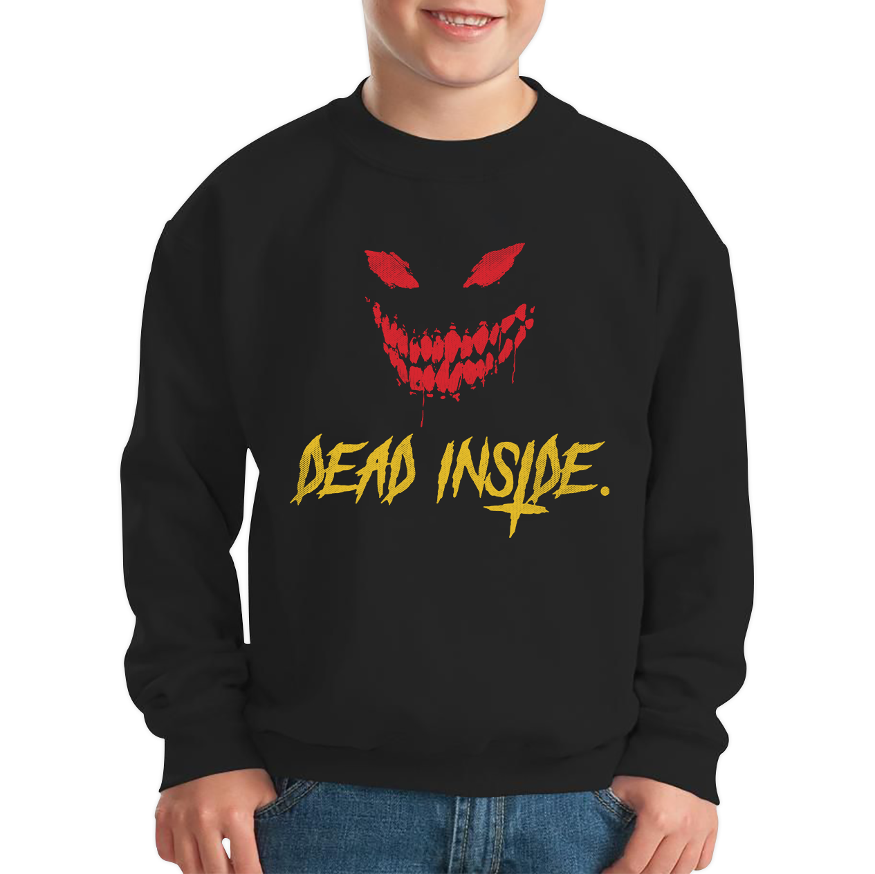 Dead Inside Scary and Horror Face Scary Skull Face Kids Jumper – Spoofytees